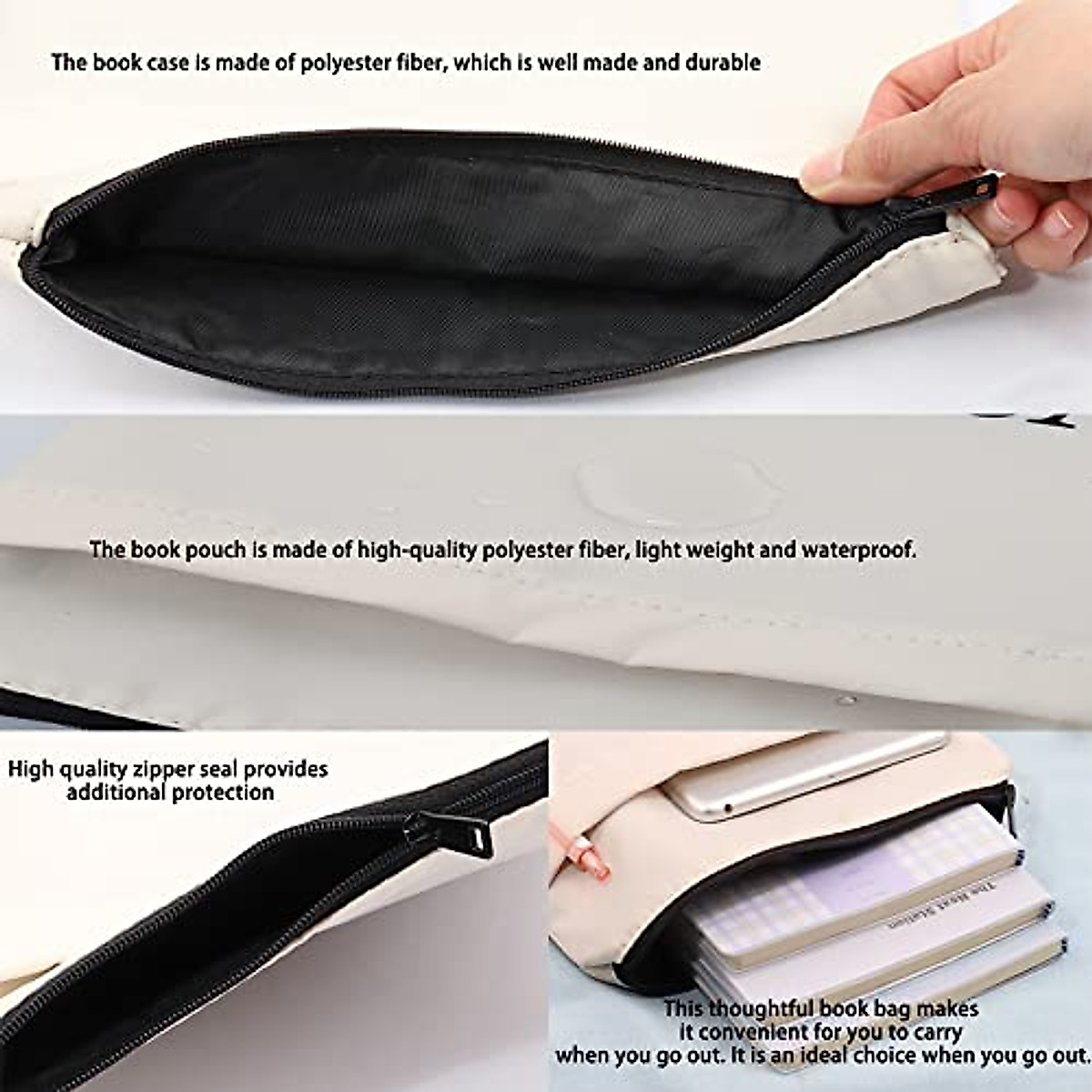 HOLLP Alphabet Book Cover A/C/J/K/M/Letter Initial Waterproof Zipper PouchInitial English Book Sleeve(K-Book Sleeve)