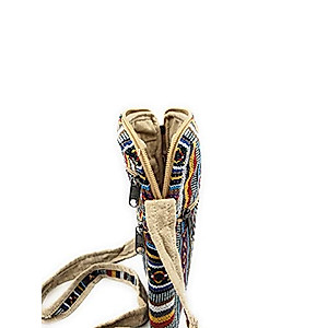 Core Hemp Multi Pocket Crossbody Bag Purse Made From Pure Hemp (Natural)