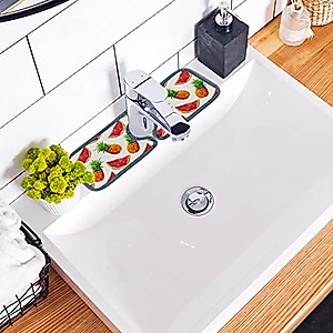 Absorbent Kitchen Faucet Mats 2 Pieces Watercolor Pineapple And Watermelon Faucet Sink Splash Guard Bathroom Counter and RV,Faucet Counter Sink Water Stains Preventer