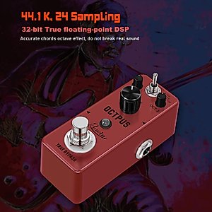 Rowin Polyphonic Octave Guitar Effects Pedal Pure Octopus Digital Mini Single Effect for Electric Guitar and Bass with True Bypass 11 Different Octave Modes LEF-3806