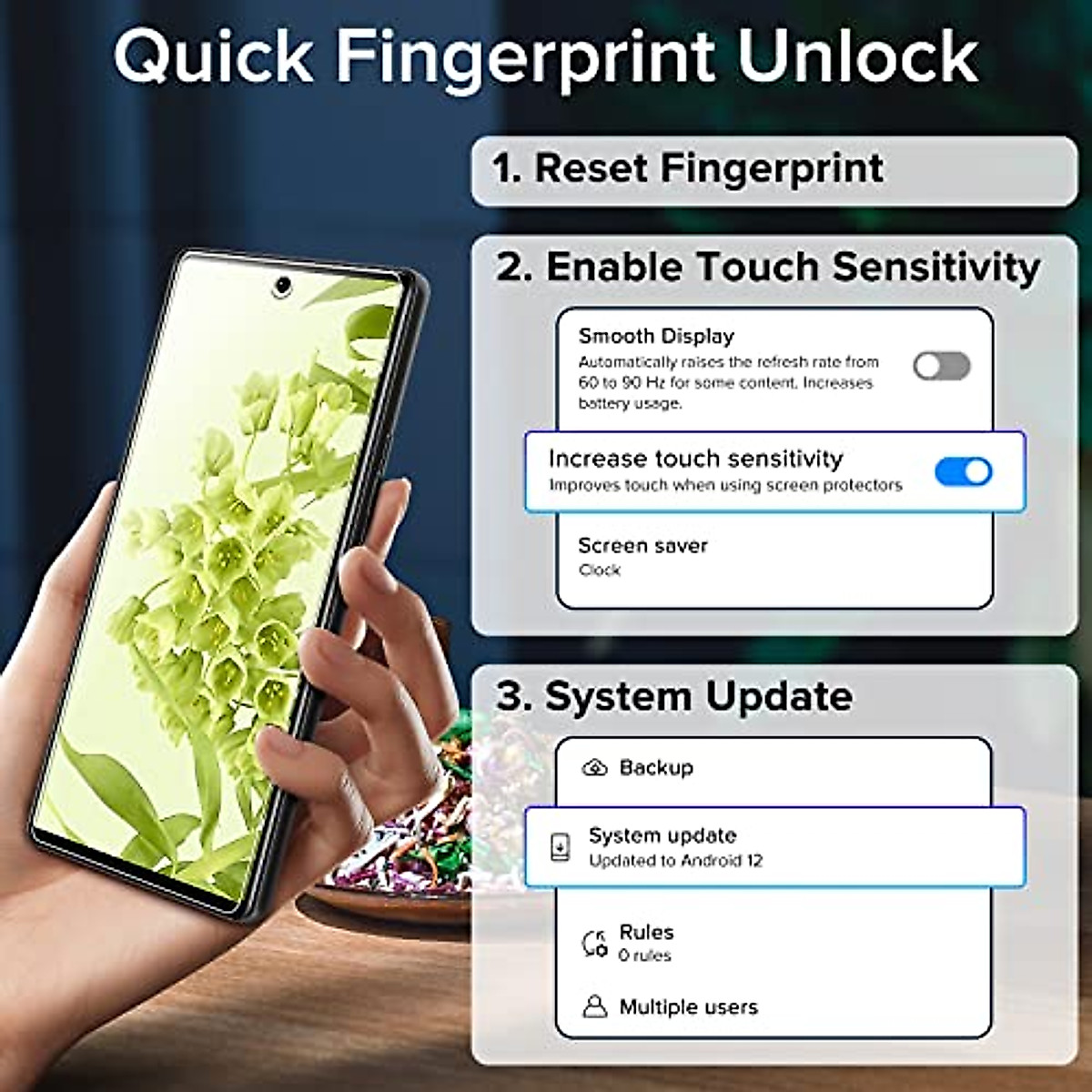 ivoler [4+2 Pack Screen Protector for Google Pixel 6 [4 Pack] with Camera Lens Protector Tempered Glass [2 Pack] [Fingerprint Unlock Compatible] with Alignment Frame Easy Installation HD Clear Film