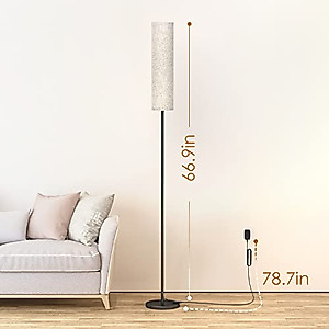Lithomy Floor Lamp,4 Color Temperature Modern LED Standing Lamp,Stepless Dimmer Remote Control Floor Lamps for Living Room/Bedroom/Office,3000k-7000k Elegant Tall Lamps with Linen Lamp Shade,Timmer