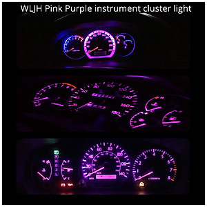WLJH 74 Led Bulb Dash Lights Extremely Bright T5 2721 18 37 286 Wedge PC74 Twist Socket Automotive Instrument Panel Gauge Light Kits Dashboard Cluster Shift Bulbs Purple Pack of 20