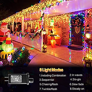 JXLEDAYY Christmas Lights Super Long 1280 LED 131 FT LED String Lights with 240 Drops Plug in 8 Modes Christmas Decoration for Holiday Wedding Party Bedroom Garden Patio Outdoor Indoor (Warm White)