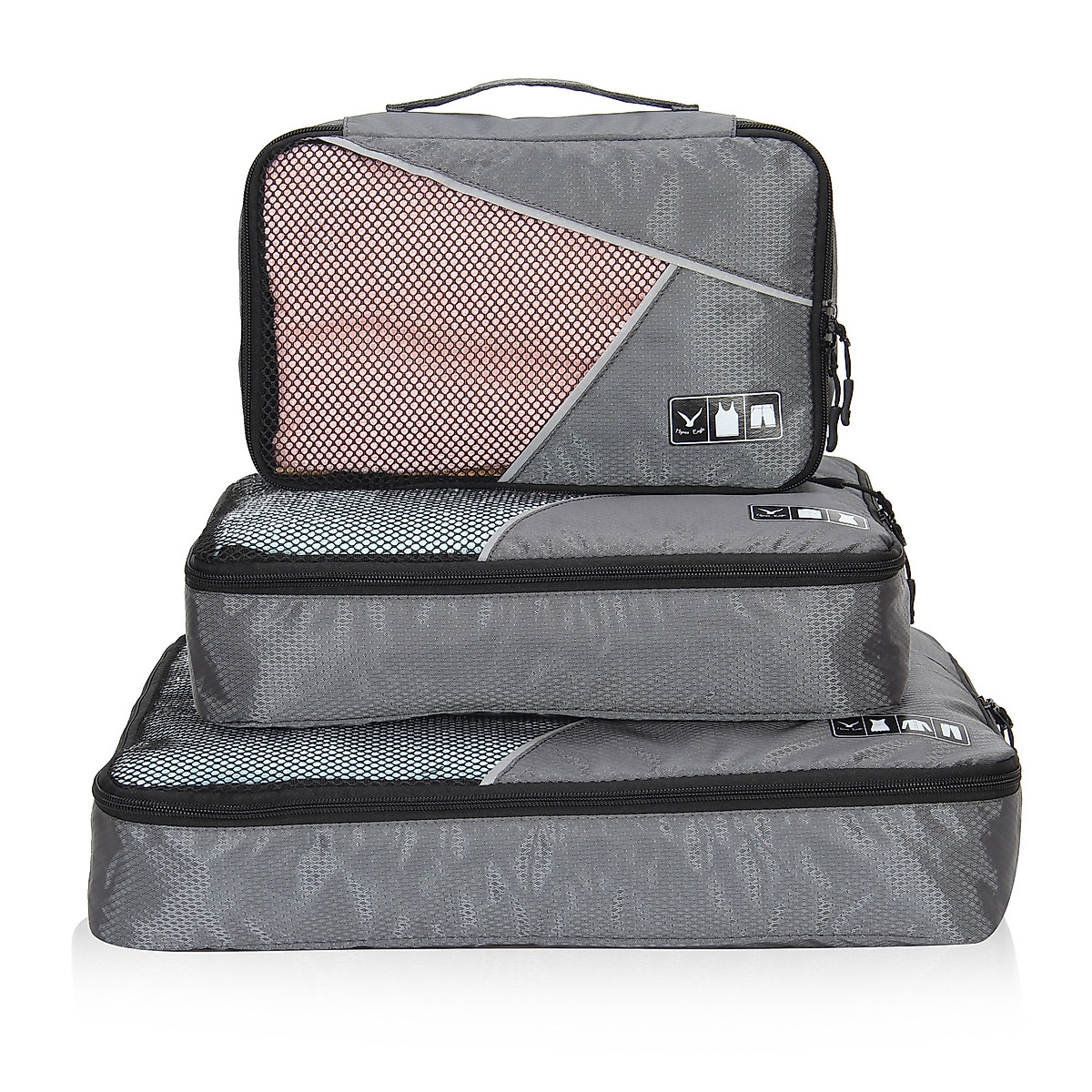 Hynes Eagle Travel Backpack 40L Flight Approved Carry on Backpack Blue with Grey 3PCS Packing Cubes Set