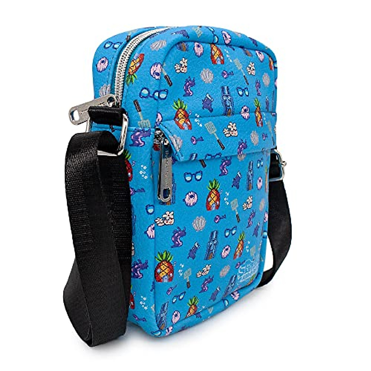 Buckle Down Nickelodeon Bag, Cross Body, Spongebob Squarepants Under The Sea Icons Collage, Blue, Vegan Leather