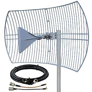 Waveform Griddy: Grid Parabolic Antenna Kit for 4G LTE, 5G NR, and WiFi | 40 km Range | +26 dBi | Works w/Cell Boosters, Modems, Routers, and Gateways | Kit w/ 30 ft RS400 Cable & TS9 & SMA Adapters