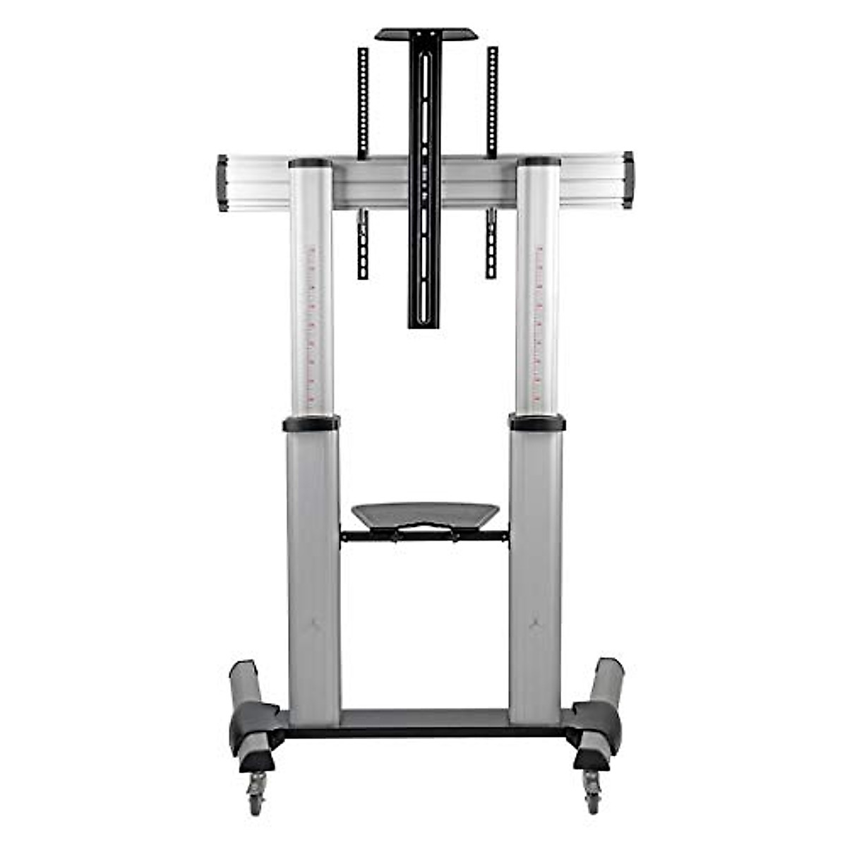 Tripp Lite Mobile TV Stand with Mount, for LED/OLED/LCD Flat Screen Monitors, 60” – 100” Televisions, Shelf & Locking Wheels, Silver, 5-Year Warranty (DMCS60100XX)