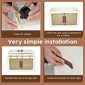 Rodoangrup 5 Tier23Quart Folding Organizer with Wheels and Lid, Stackable Plastic Organizers, Closet Organizers and Storage Bins for Bedroom, Den, Office and Dorm Room Organization