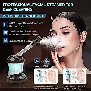 Kingsteam Facial Steamer - Ozone Steamer with Extendable Arm - Professional Nano Ionic Facial Steamer for Deep Cleaning - Portable for Personal Care Use at Home or Salon