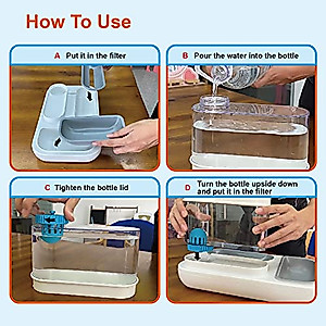 Kattypet Gravity Cat Water Dispenser and Food Bowl, Automatic Cat Water Bowl with Extra Food Feeder for Cats and Small Dogs, Purified Water Quality (Pearl White)