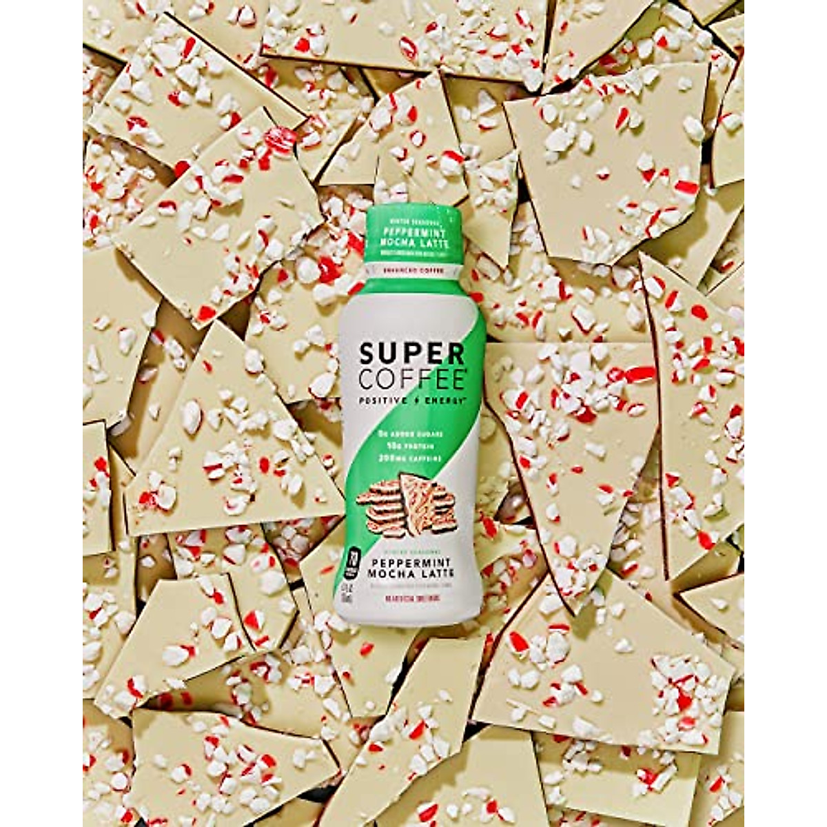 Super Coffee, Iced Keto Coffee (0g Added Sugar, 10g Protein, 70 Calories) [Peppermint Mocha Latte] 12 Fl Oz, 12 Pack | Iced Coffee, Protein Coffee Drinks - LactoseFree, GlutenFree