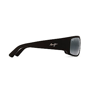 Maui Jim Men's and Women's World Cup Polarized Wrap Sunglasses, Matte Black Rubber/Neutral Grey, Large