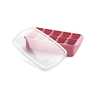 melii Silicone Baby Food Freezer Tray with Lid – Versatile 10-Cup 2oz Portion Tray for Freezing Breastmilk, Homemade Baby Food, Sauces, Smoothies, Snacks – Microwave, Freezer Safe - Pink