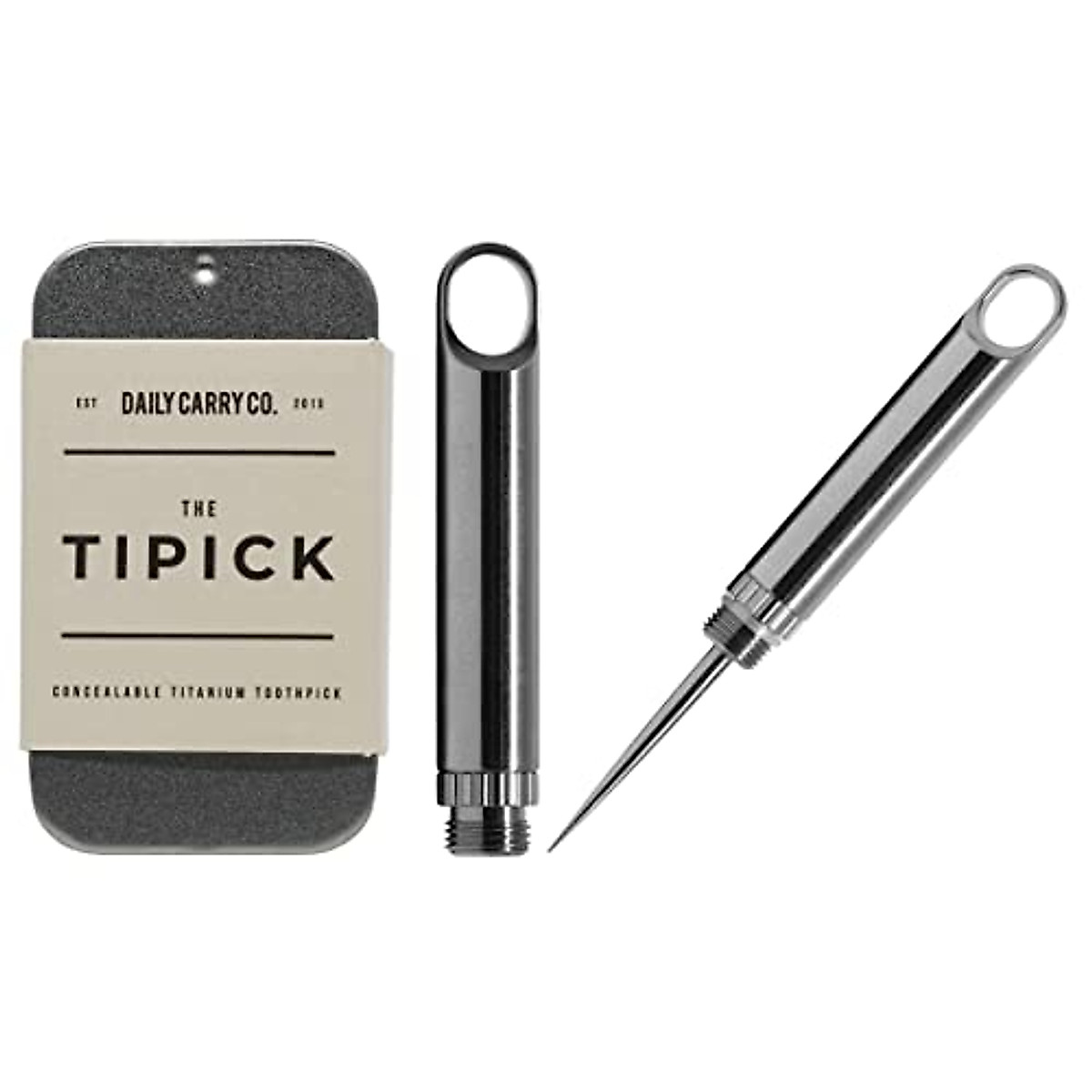 DAILYCARRYCO. TiPick Titanium Toothpick Metal Toothpick Keychain Holder Portable Travel Toothpick (Polished)