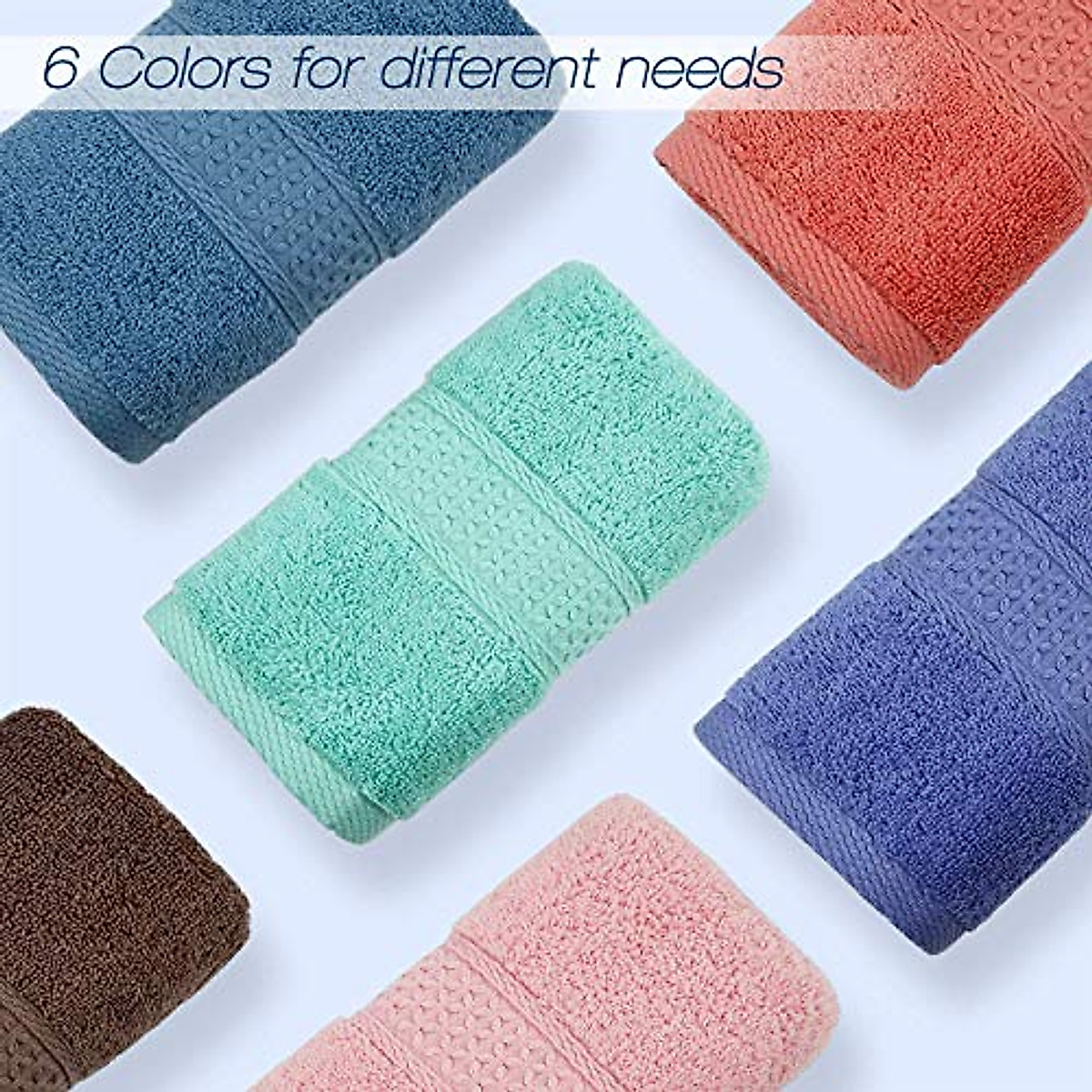 Cleanbear Hand Towels and Washcloths Set Bathroom Towels Set 6 Colors for Different Needs