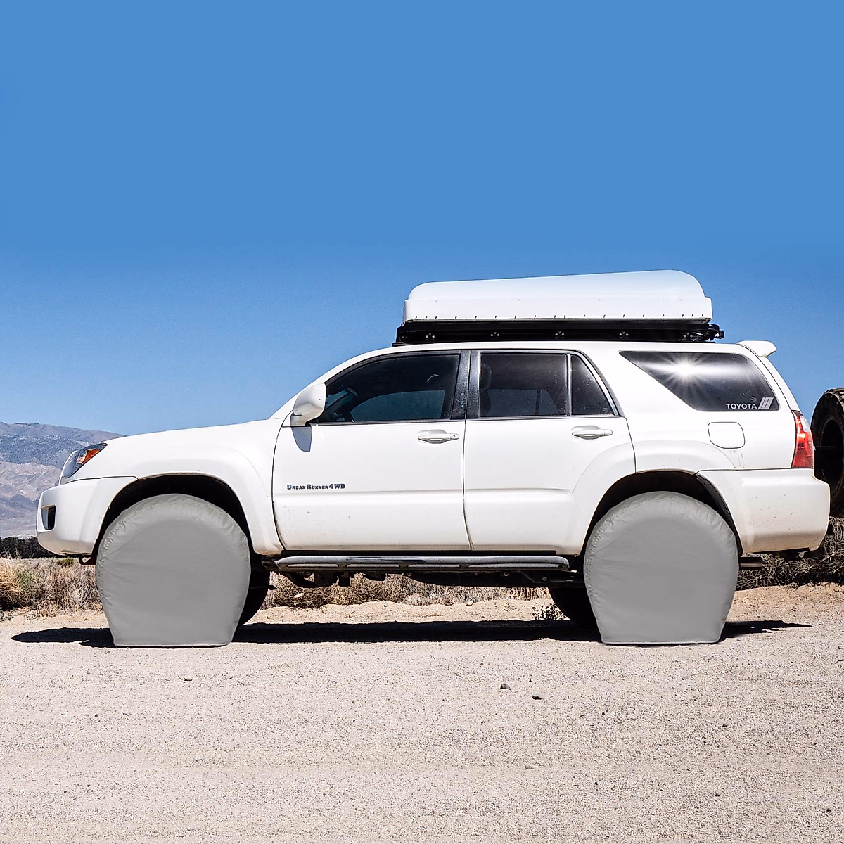 Explore Land Tire Covers 4 Pack - Tough Wheel Protector for Truck, SUV, Trailer, Camper, RV Universal Fits Tire Diameters 26-28.75 inches, Charcoal