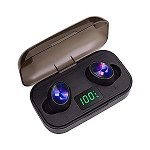 Headset Earphone Stereo Twins in-Ear Wireless Mini Sports Headphone Bluetooth 5 Bluetooth Headset (Black, One Size)