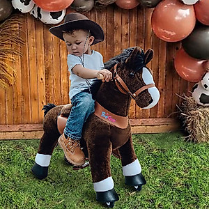 PonyCycle Horse Ride on Toy for Toddlers Boy Toys Classic Model U (with Brake/ 30" Height/Size 3 for Age 3-5) Giddy up Riding Horse Rocking Horse Rides Chocolate Brown Ux321