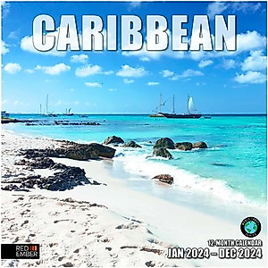 RED EMBER Caribbean 2024 Wall Calendar 12 Month | 12" x 24" Open | Thick & Sturdy Paper | Giftable | Calendar 2024