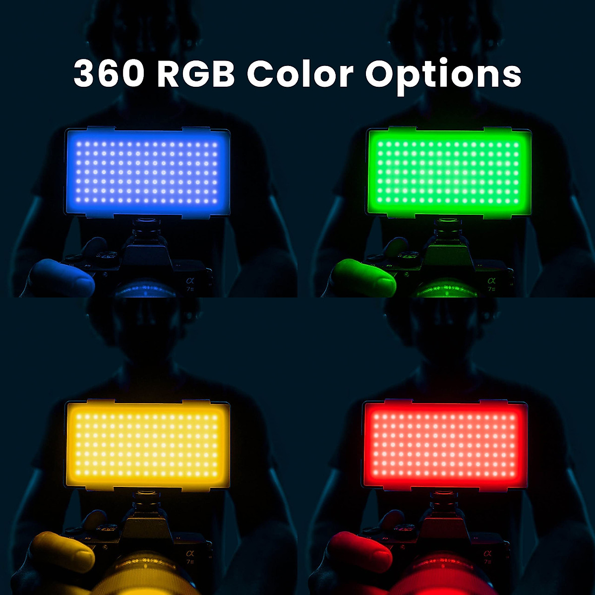 Lume Cube Panel Pro 2.0 RGB Camera Light | for Photography & Videography, fits Sony, Nikon, Canon, Panasonic, Fuji, and More | Bluetooth App, Adjustable Color, Camera Mount & Diffuser Included