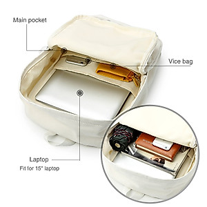 Zicac Unisex DIY Canvas Backpack Daypack Satchel (White 02) (Beige)