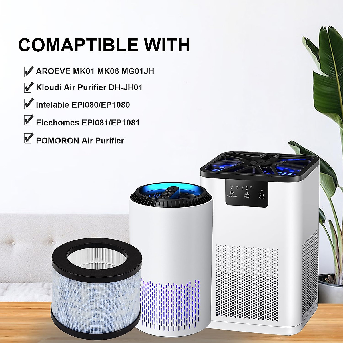 Skydiras MK01 MK06 DH-JH01 Air Filter Replacement, Compatible with AROEVE MK01 MK06 and Kloudi DH-JH01 Air Purifier, Intelabe EPI080/EP1080, and Elechomes EPI081/EP1081 Air Purifier, MG01JH Filter