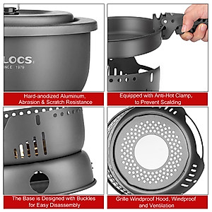 ALOCS Camping Cookware Set, 11 Piece Lightweight Camping Cooking Set with Alcohol Stove & Gas Stove Burner, Portable & Durable Camping Pot Camping Gear for Camping, Hiking & Outdoor Picnics