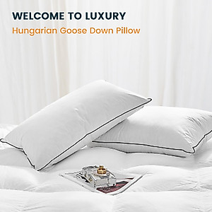 HYVIF Luxury Hungarian Goose Down Pillows - 750 Fill Power, 460 Thread Count Cotton Blend Shell - Soft Down Pillow for Sleeping - 1 Pack, King (20" x 36")