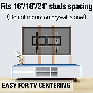 Mounting Dream TV Mount Fixed for Most 42-70 Inch Flat Screen TVs, UL Listed TV Wall Mount Bracket up to VESA 600 x 400mm and 132 lbs - Fits 16"/18"/24" Studs - Low Profile and Space Saving MD2163-K