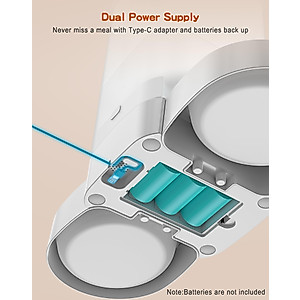 HoneyGuaridan Automatic Cat Feeder for Two Cats,3.5L Cat Food Dispenser with Stainless Steel Bowl,Timed Cat Feeder Programmable 1-6 Meals Control, Dual Power Supply,Desiccant Bag,10s Meal Call Whit