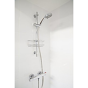 Croydex Chrome Easy to Fit Riser Rail Basket Shower Storage, 5 Year Rust Free Guarantee