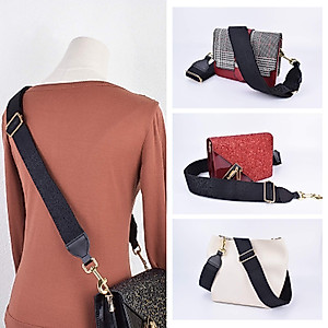 CLOUDMUSIC Handbag Strap Replacement Crossbody Strap Purse Strap For Women Girls(Black Leaves)