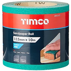 TIMCO 80 Grit Sandpaper Roll - Green -115mm x 10m