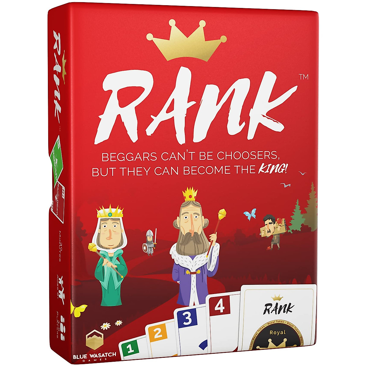 Blue Wasatch Games Rank - A Royally Fun Card Game for Friends and Family Where Someone Can Rise from Beggar and Rule as King