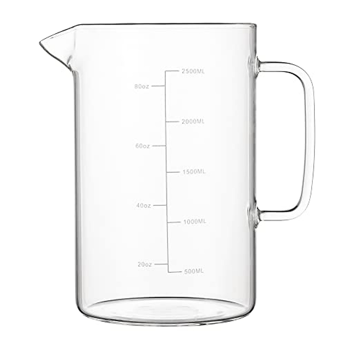 Glass Water Pitcher with Scale Line, Dinner Table Pitcher, Large Serving Carafe for Water, Juice, Sangria, Lemonade, and Milk, Clear Glass Beverage Pitcher (Clear, 85 oz)