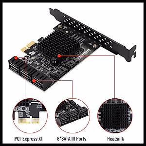 PCIE SATA Cards, Ports SATA III 6Gbps Controller Cards with Low Bracket, PCIE (1X 2X 4X 8X 16X) SATA3.0 Interface Expansion Cards for 7/8/XP/10 for Linux