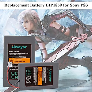 Uwayor 2 Pack PS3 Battery for Sony Playstation 3 PS3 Dualshock 3 Controller CECHZC2E CECHZC2U, 1800mAh LIP1859 Replacement Battery with Installation Tools