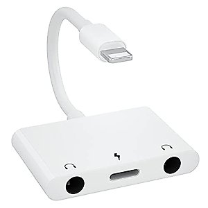 LXJADAP iPhone Headphone Splitter,3 in 1 Dual 3.5mm Headphone Jack Adapter, with Charging iPhone Splitter, Compatible with iPhone 14/13/12/11/X/8/8plus/7/7plus/iPad-Support iOS 16