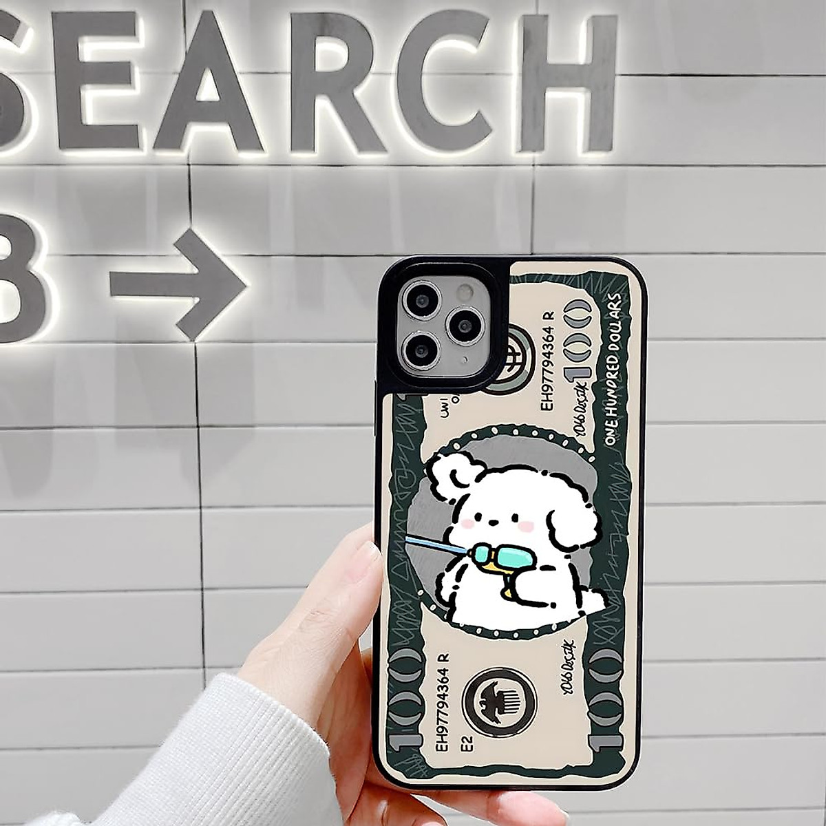 Ehreus Couple Matching Phone Case for iPhone 16 15 14 13 12 11 Pro Max Plus Mini XR X XS 7 8 SE, Aesthetic 100 Dollars Pattern iPhone Case Shock-Absorbent Hard Print Phone Case for Women Men Girls