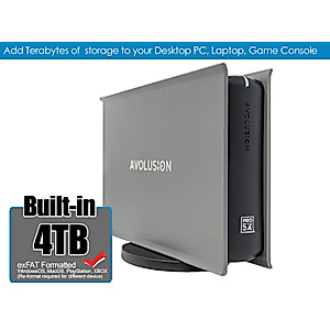 Avolusion PRO-5X 4TB USB 3.0 External Hard Drive for PC, Mac, PlayStation & Xbox (Grey) - 2 Year Warranty (Renewed)
