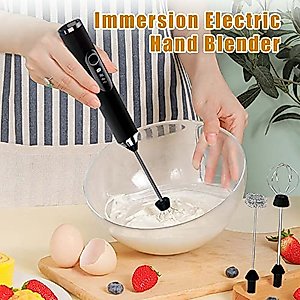 SKYXIU Immersion Electric Hand Blender,Milk Frother Handheld,Usb Charging Wireless Mini Mixer with Variable Speeds, 3-Speed Adjustable Mini Frother for Cappuccino Latte Coffee Egg