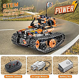OASO Remote Control STEM Building Kit for Boys 8-12, 392 Pcs Science Learning Educational Building Blocks for Kids, 3 in 1 Tracked Racer RC Car/Tank/Robot Toys Gift Sets for Boys Girls