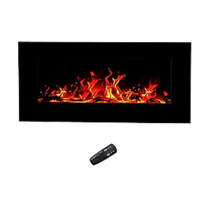 Jarka&Co 34 Inch Wall Mounted Electric Fireplace, Freestanding or Hanging Portable Room Heater with Remote