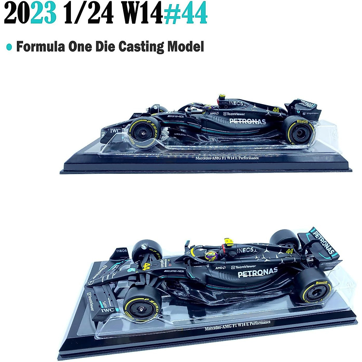 HTLNUZD 2023 New 1/24 F1Mercedes AMGW14#44 for Lewis Hamilton 1:24 Formula One F1W14#44 Alloy Racing Die Cast Car Static Adult Collection Model