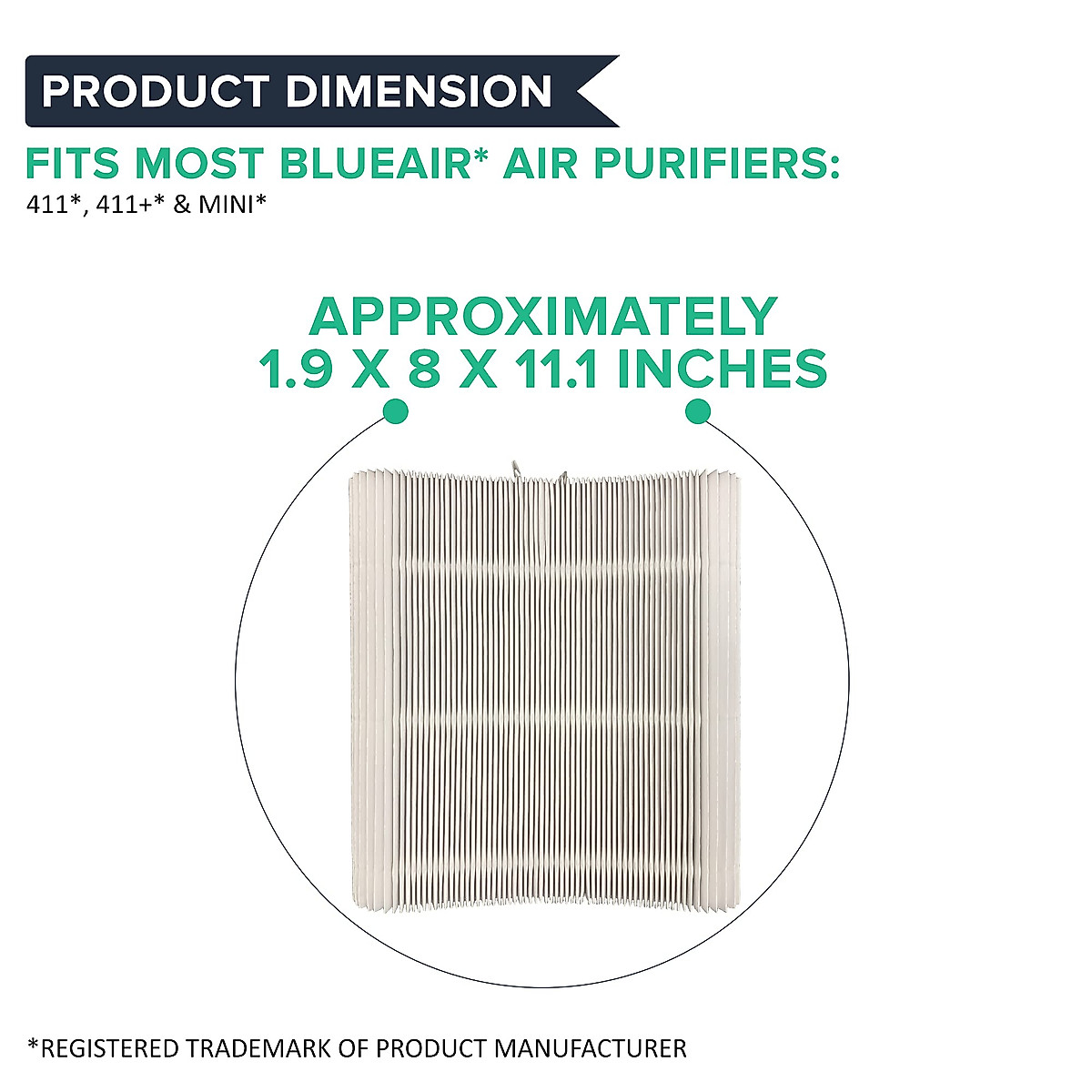 Think Crucial Replacement Particle & Carbon Filter Compatible with Blueair 411, 411+ & MINI Air Purifiers, Compare to Model # F411PACF102174 Foldable (4 Pack)