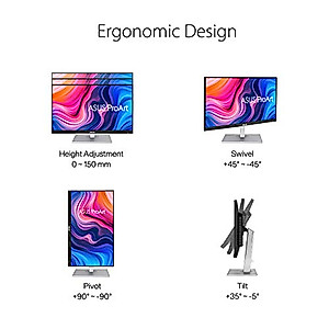 ASUS ProArt Display 27" Monitor - WQHD (2560 x 1440), IPS, 100% sRGB, 100% Rec. 709, ΔE < 2, Calman Verified, USB Hub, USB-C, Daisy-chaining, HDMI, Compatible With Laptop & Mac Monitor - PA278CV