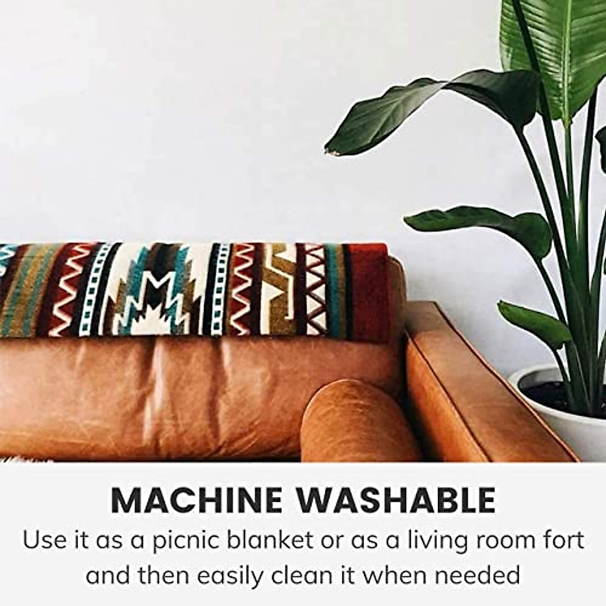 Ecuadane Large Southwestern Woven Blanket, Crafted in Ecuador by Local Artists, Queen Size - 93" x 82" - Antisana Earth