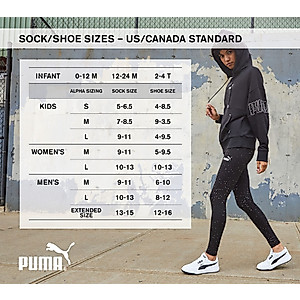 PUMA Men's Tall Size 6 Pack Quarter Crew Socks, Black/White, 13-15