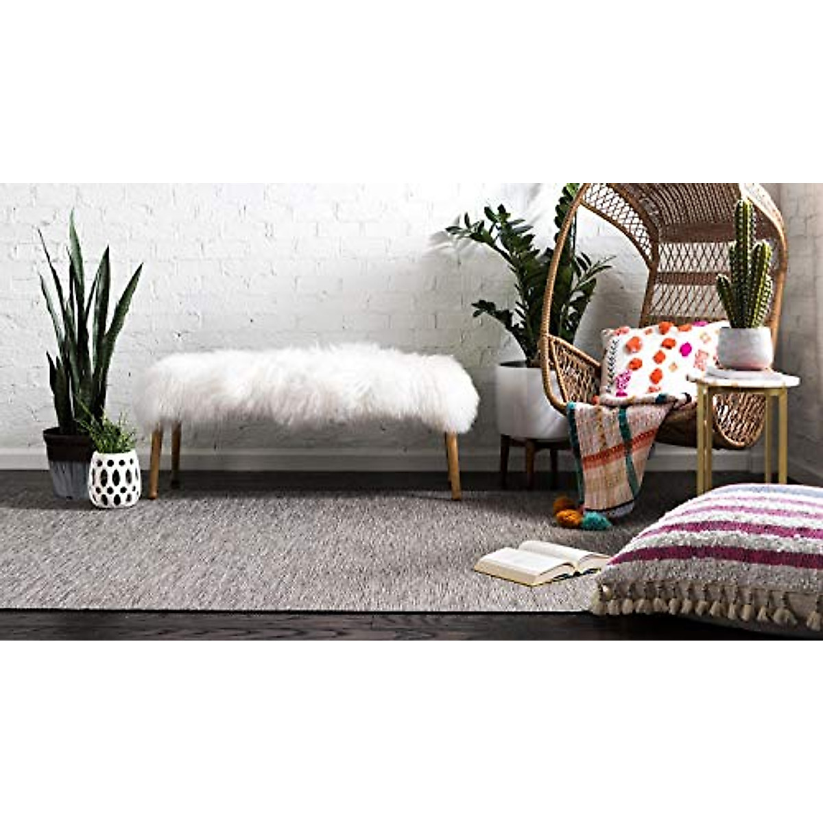 Unique Loom Outdoor Patio Collection Modern Casual Indoor and Outdoor Transitional Indoor and Outdoor Flatweave Gray Area Rug (7' 5 x 10' 0)